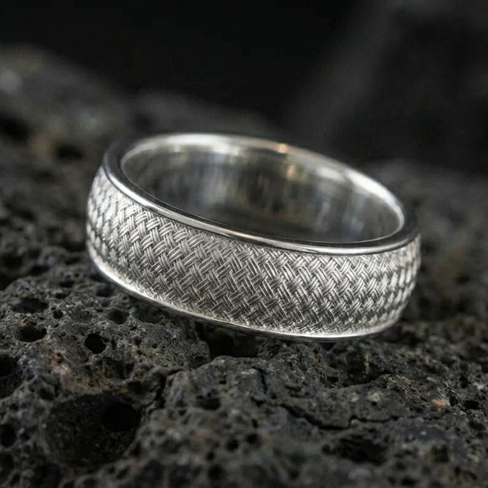 Braided Sterling Silver Band Ring – Woven Texture Wedding Ring - Etsy