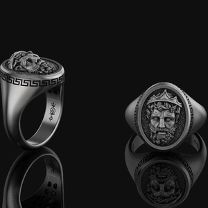 2 Styles Silver Greek God Zeus Ring Myth Jewelry Ancient Roman ...