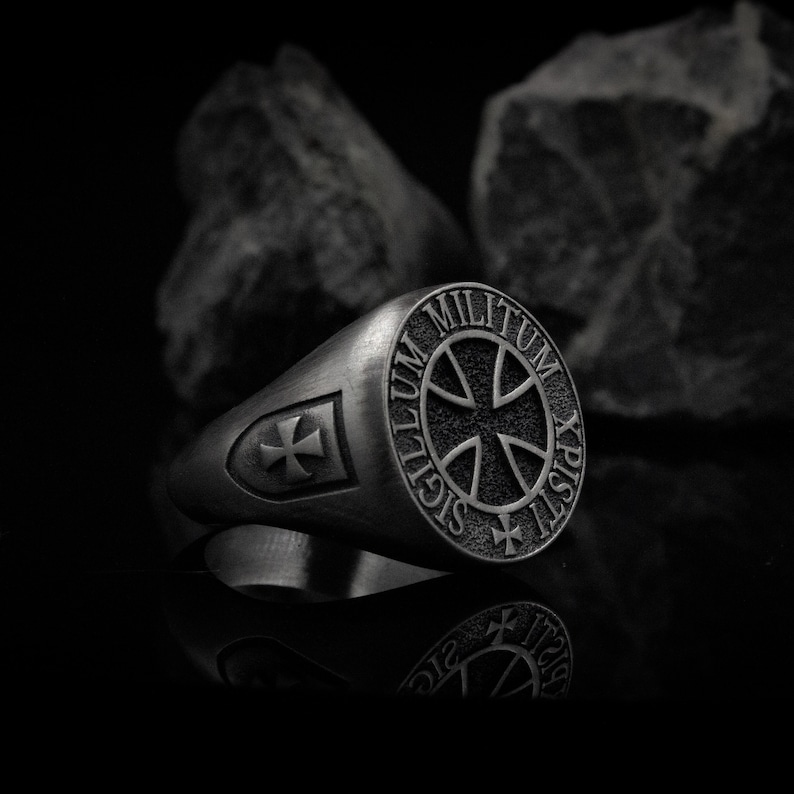Silver Religious Jewelry Knights Templar Ring Mens Accessory Christian ...