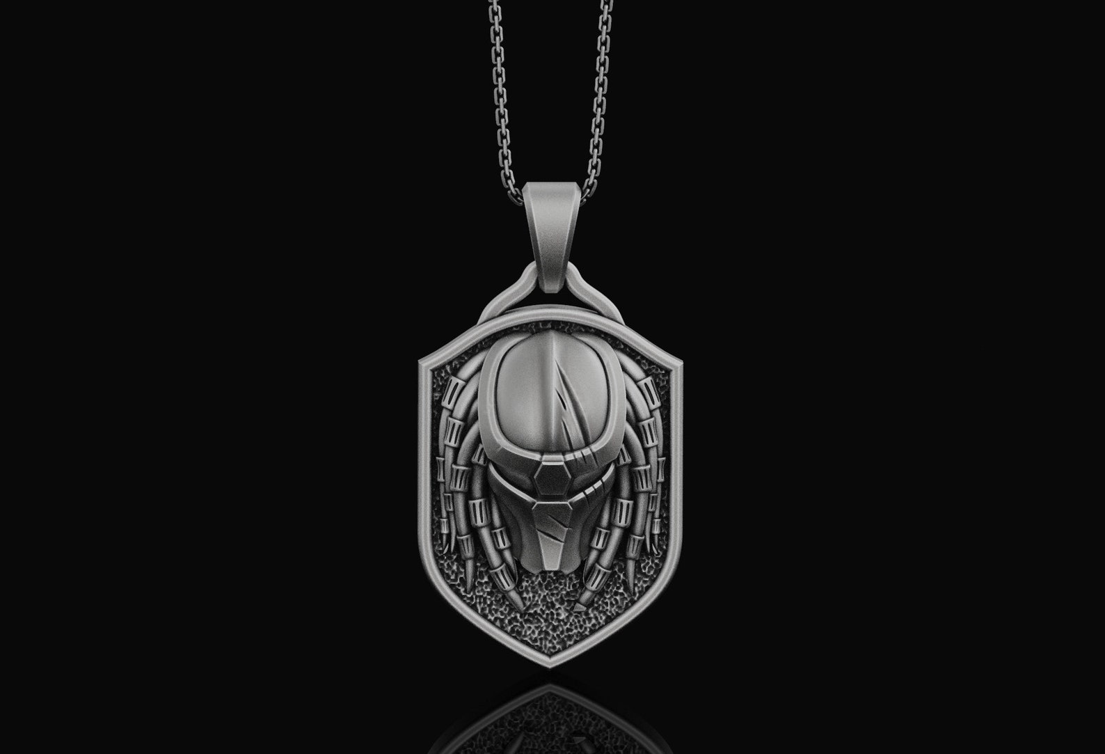Sterling Silver Predator Necklace Fantasy Pendant Sci-Fi | Etsy