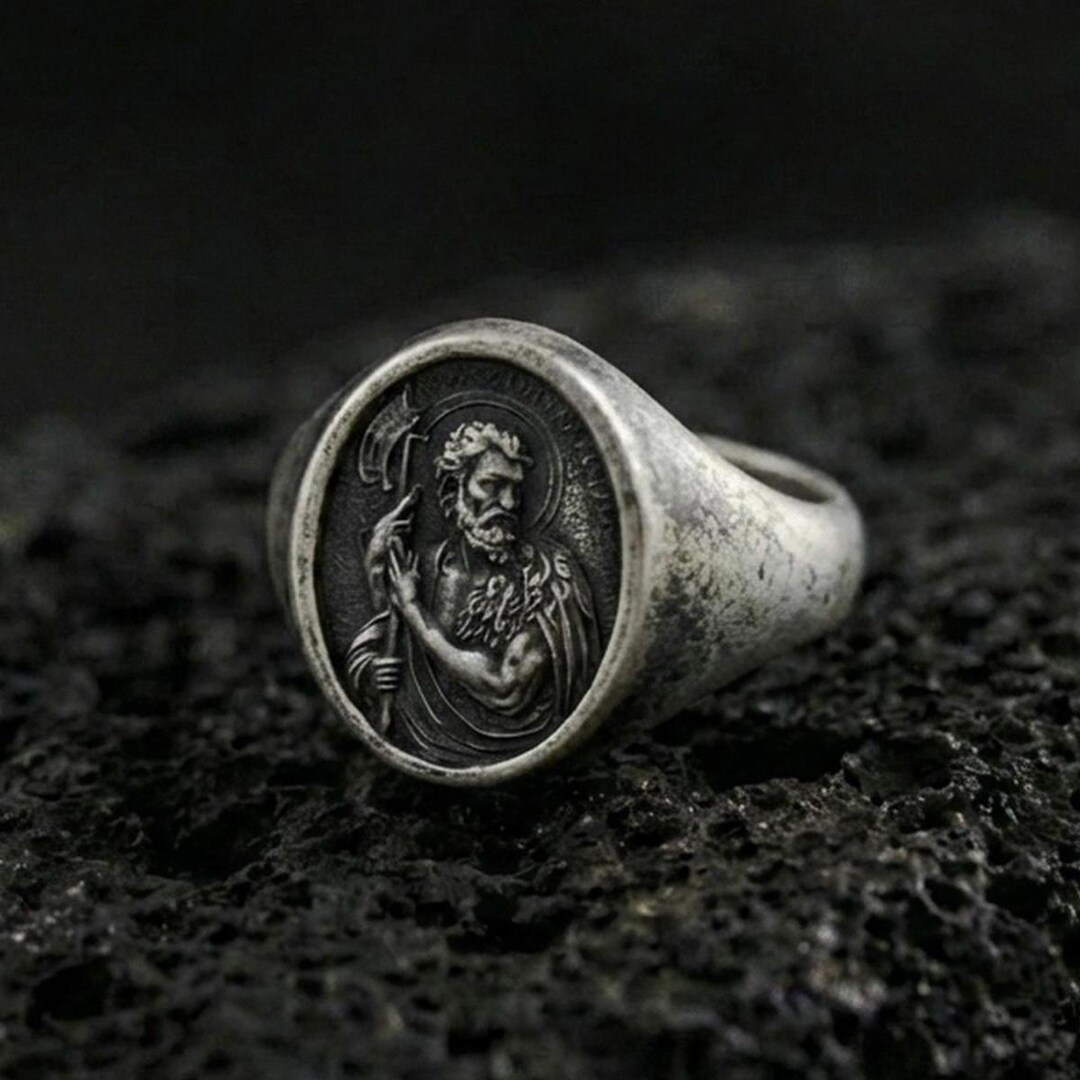 Sterling Silver Saint John the Baptist Signet Ring – Religious Symbol ...