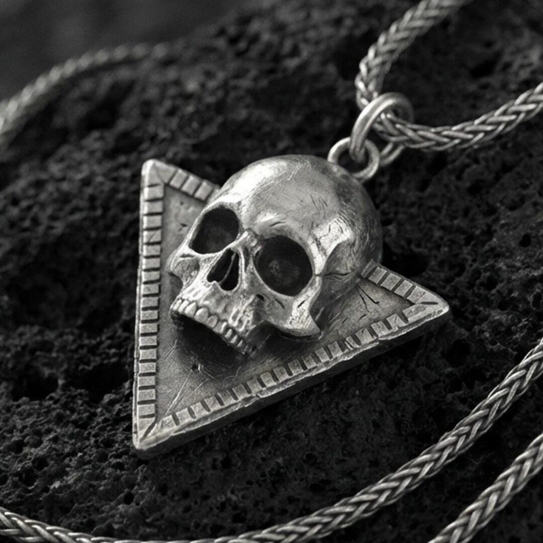 Skull Triangle Pendant - Gothic Jewelry - Silver Skull Necklace - Etsy