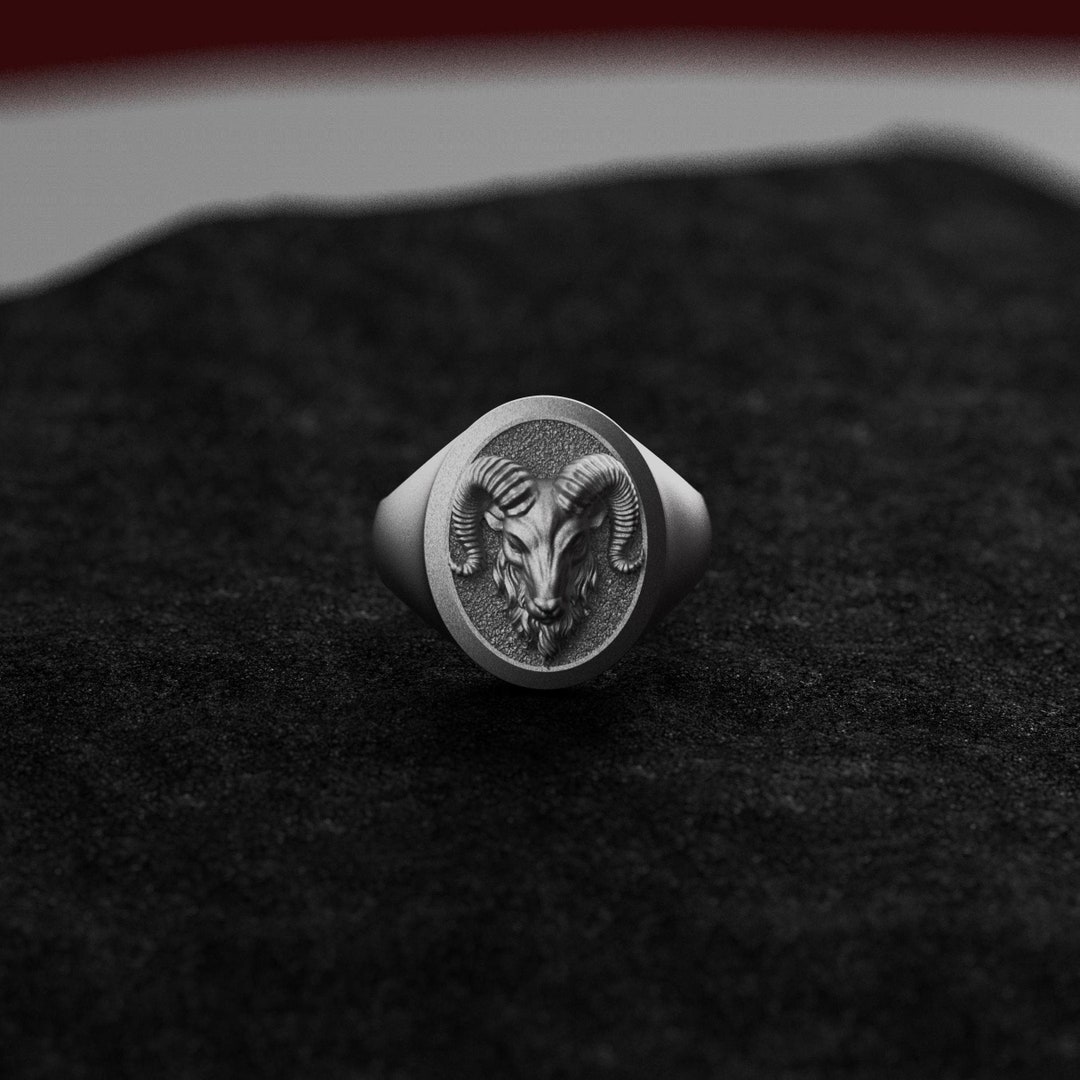 Aries Ring Ram Signet Horoscope Jewelry Silver Accessory Gift for Him ...