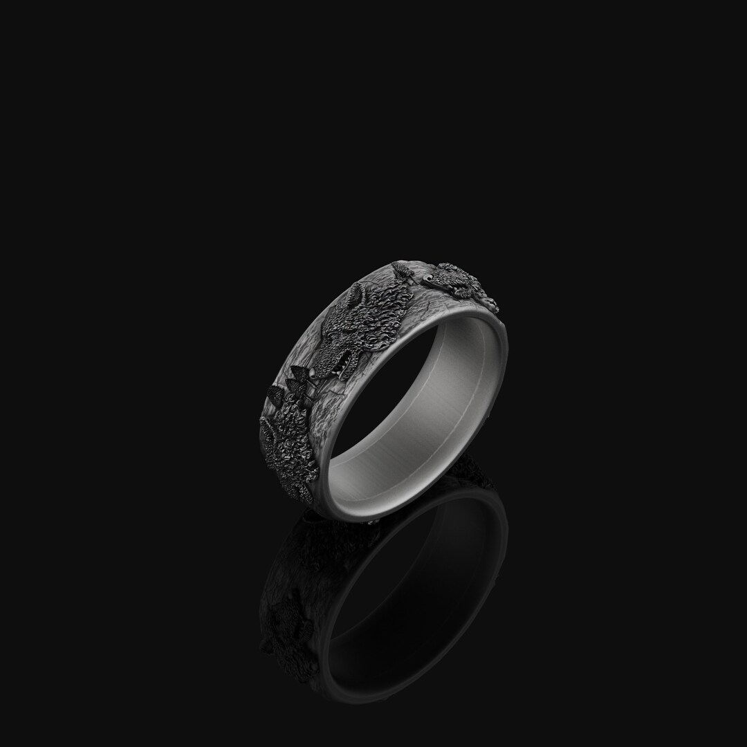 Wolf Pack Wedding Band Ring, Wolf Lover Anniversary Gift, Gift for ...