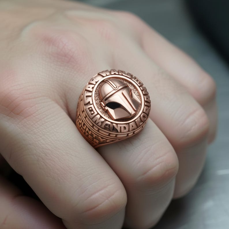 Star Wars Mandalorian Helmet Ring Bounty Hunter Jewelry Bobba Fett ...