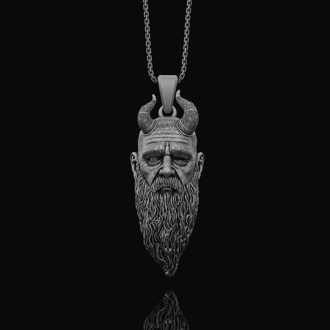 Mimir Head Pendant, Norse Mythology, Well of Wisdom, Viking Necklace ...