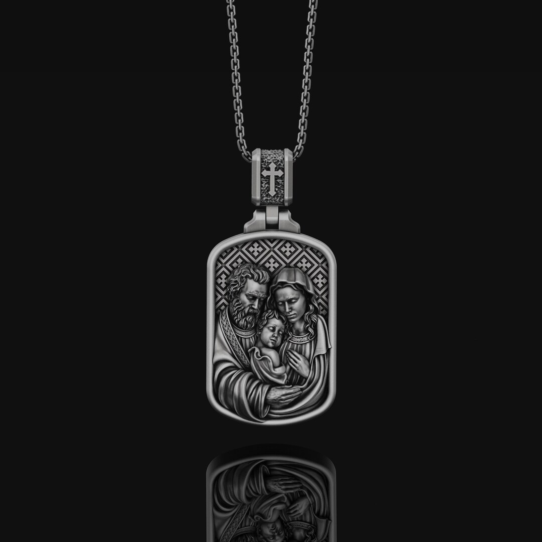 The Holy Family Medallion, Christian Pendant, Customizable Necklace ...