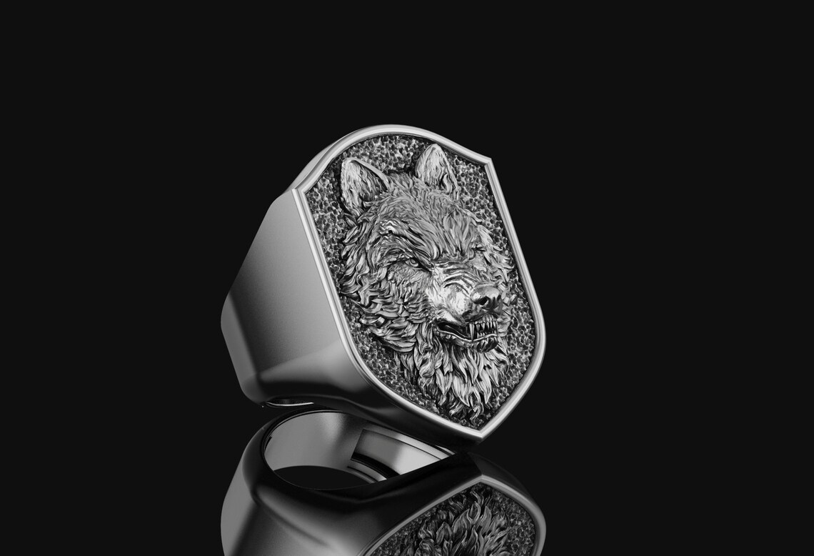Men's Silver Wolf Ring Gift for Men, Sterling Silver Jewelry, Valentine ...