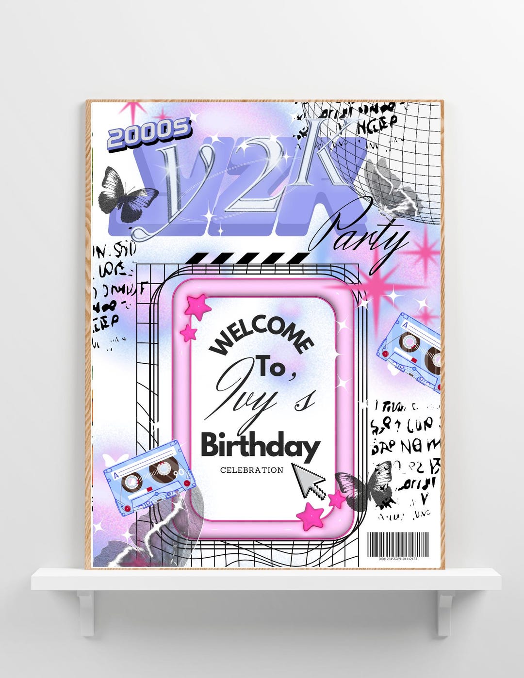 Y2K Aesthetic Welcome Sign | 2000s Retro Party Decor | Custom Digital ...