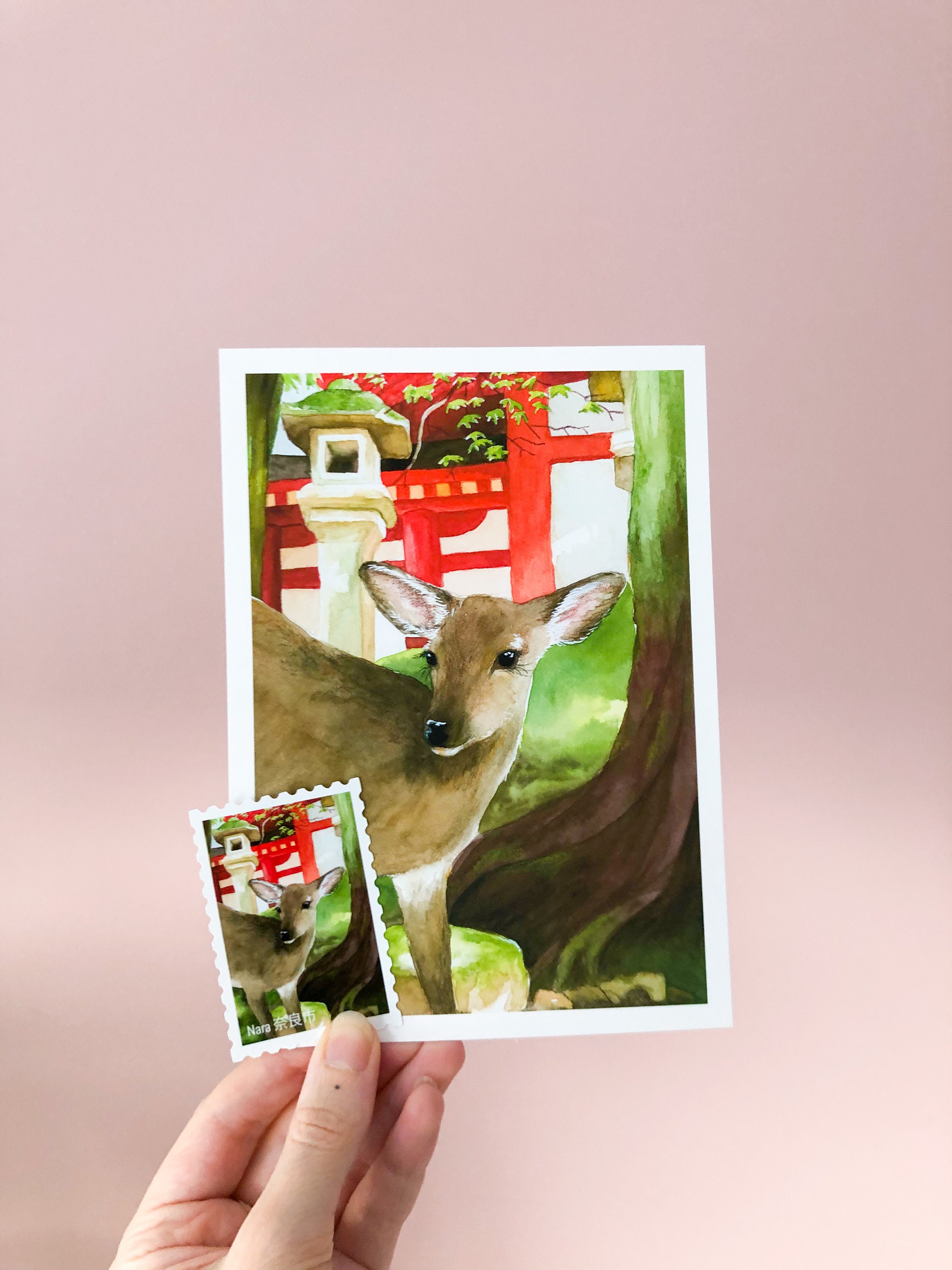 Nara Deer Park / Stamp Glossy Vinyl Sticker / Japan Watercolor - Etsy