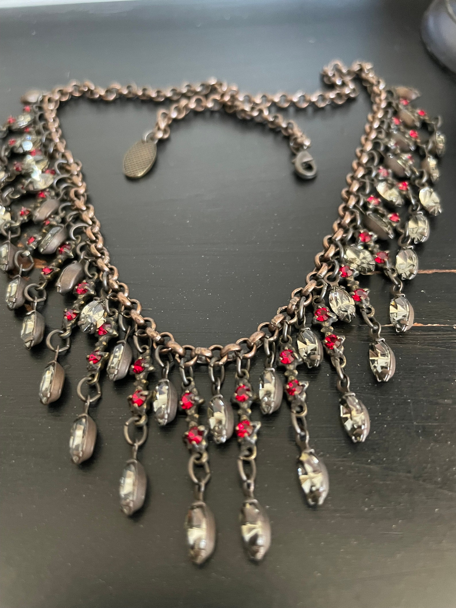 VINTAGE CRYSTAL FESTOON Necklace and Earring Set: Red and Clear - Etsy