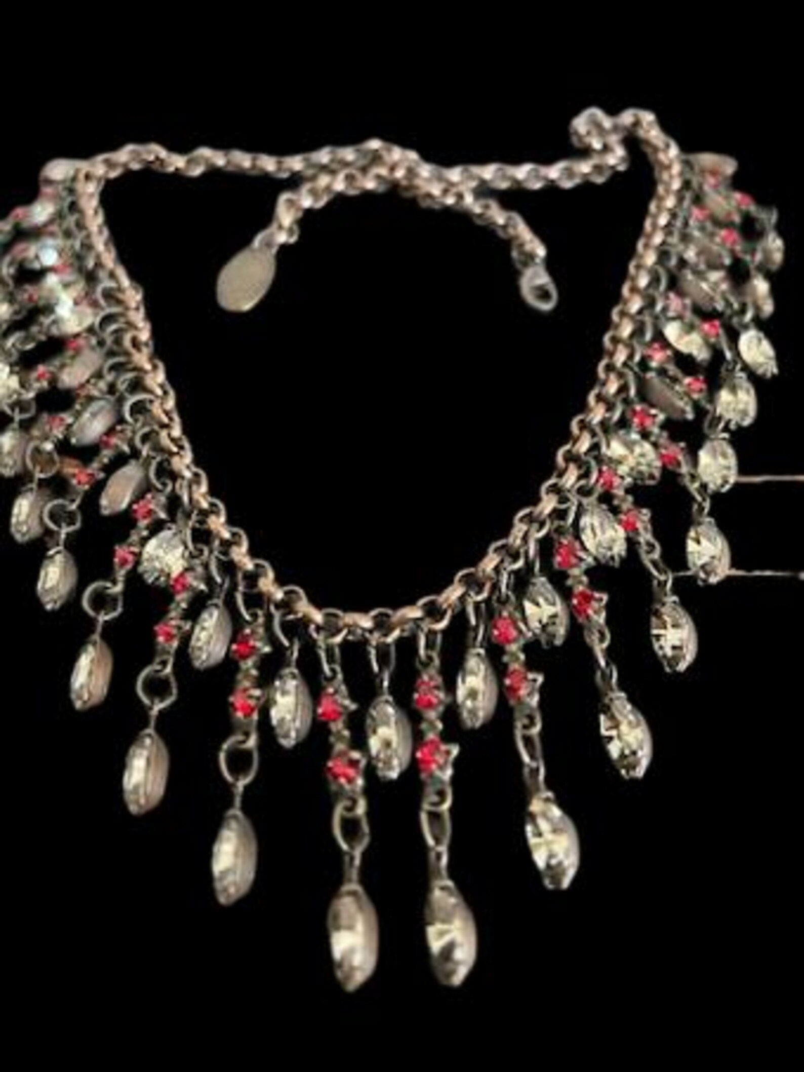 VINTAGE CRYSTAL FESTOON Necklace and Earring Set: Red and Clear - Etsy