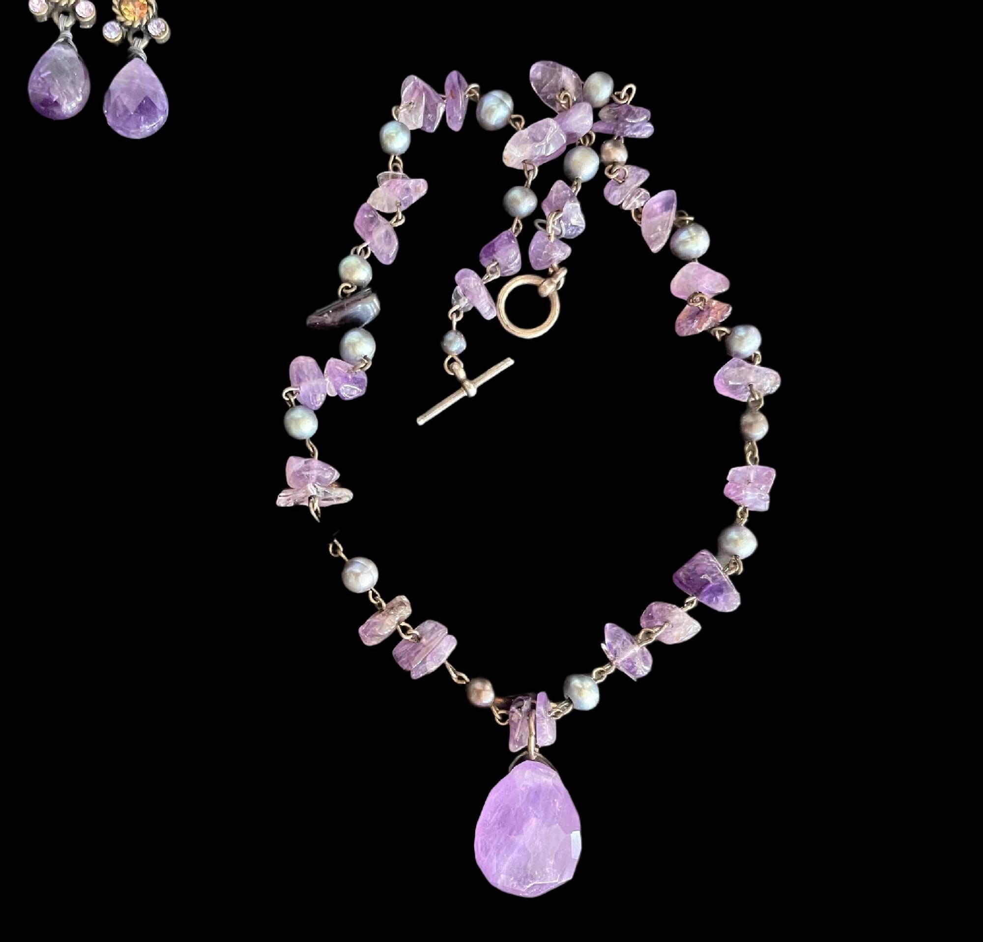 AMETHYST PEARL NECKLACE - Etsy