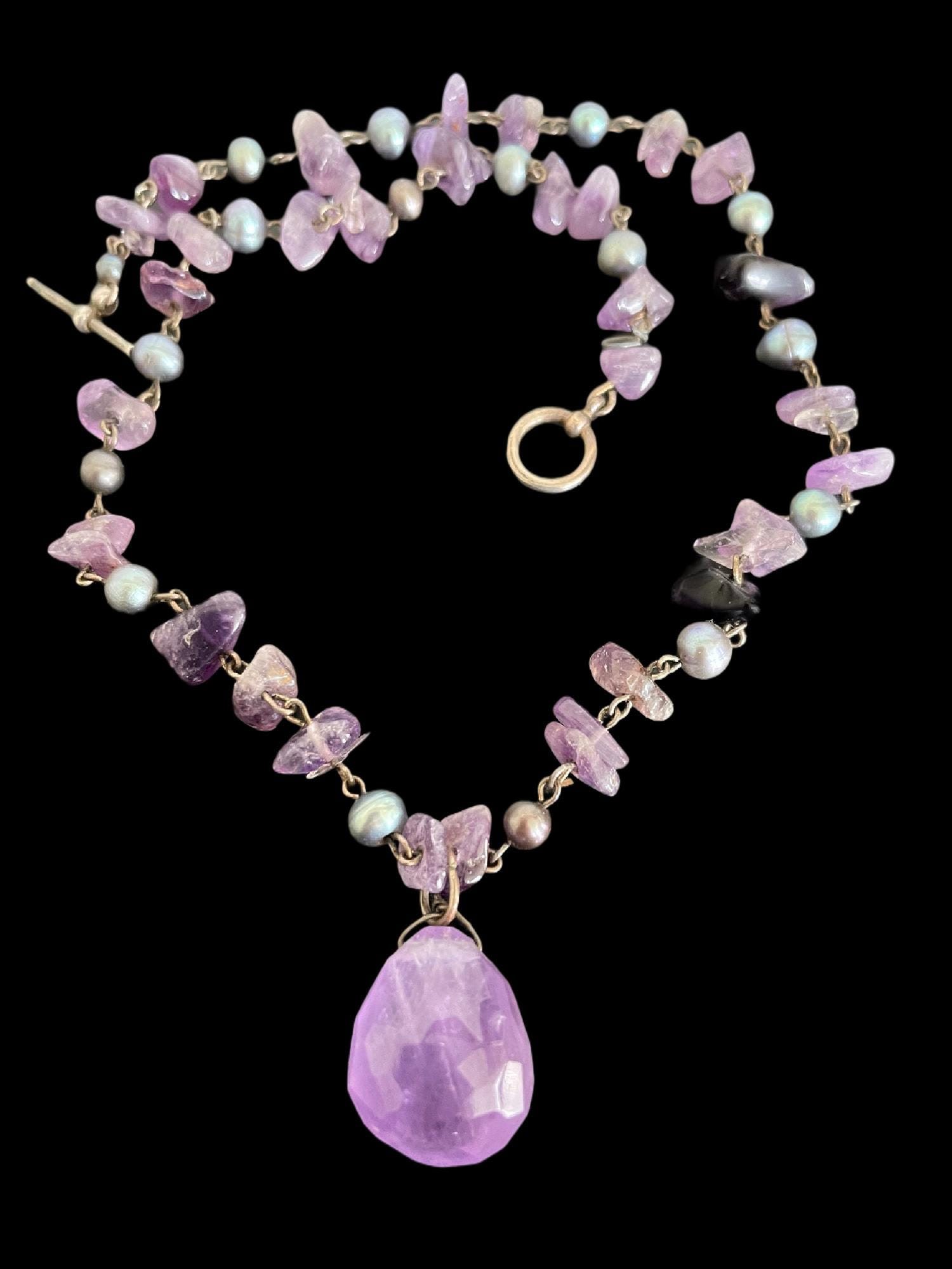 AMETHYST PEARL NECKLACE - Etsy