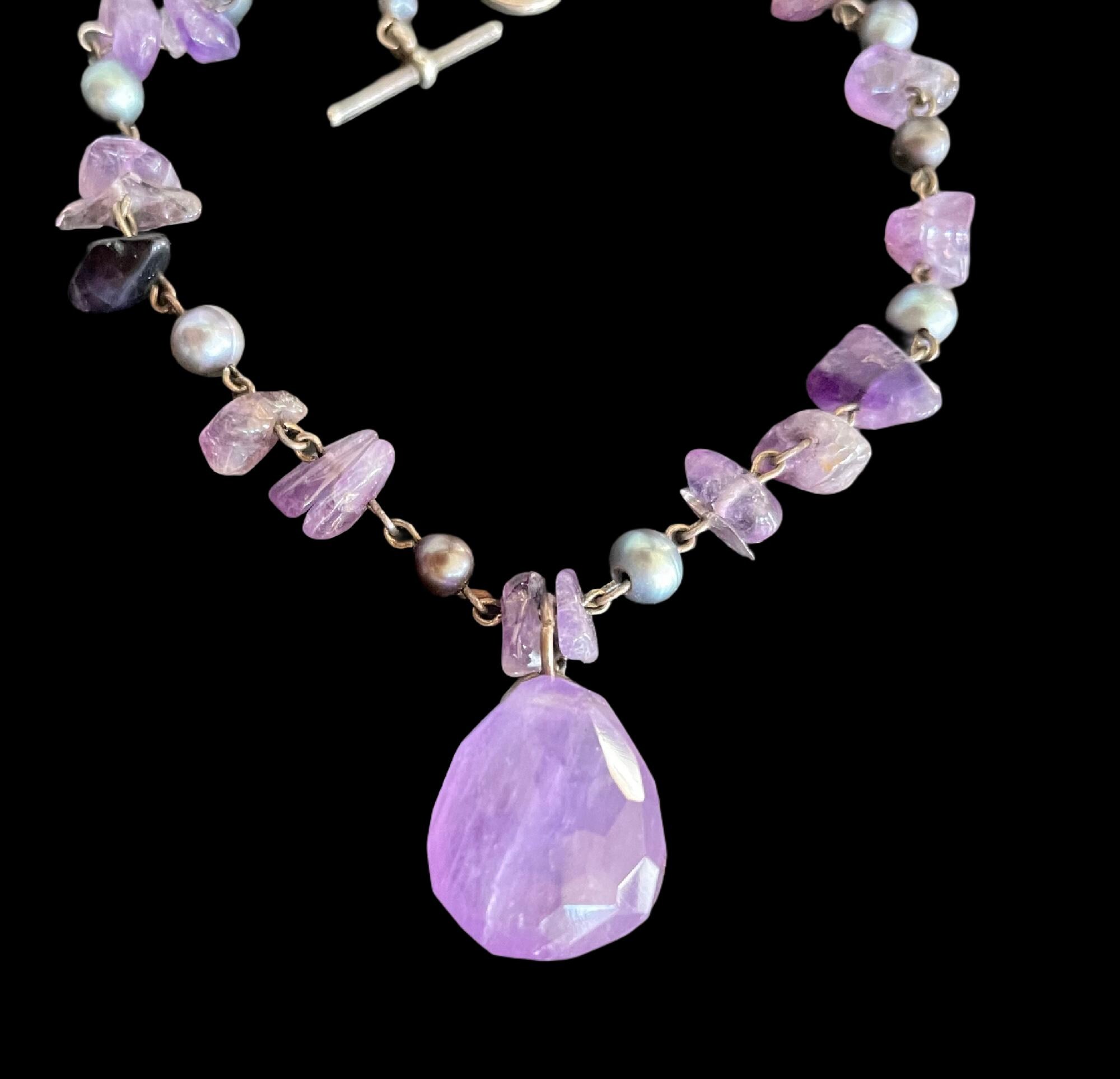 AMETHYST PEARL NECKLACE - Etsy