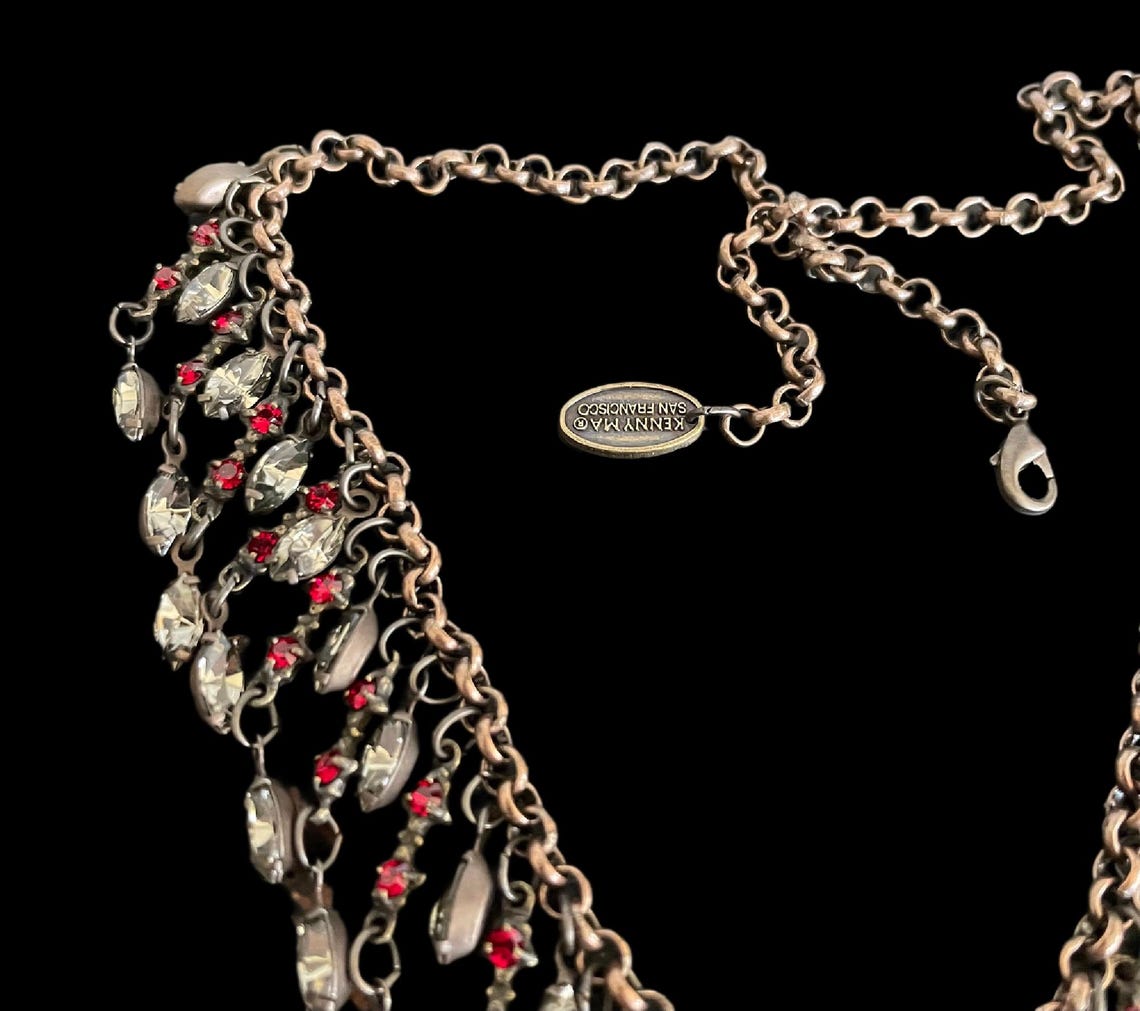 VINTAGE CRYSTAL FESTOON Necklace and Earring Set: Red and Clear - Etsy