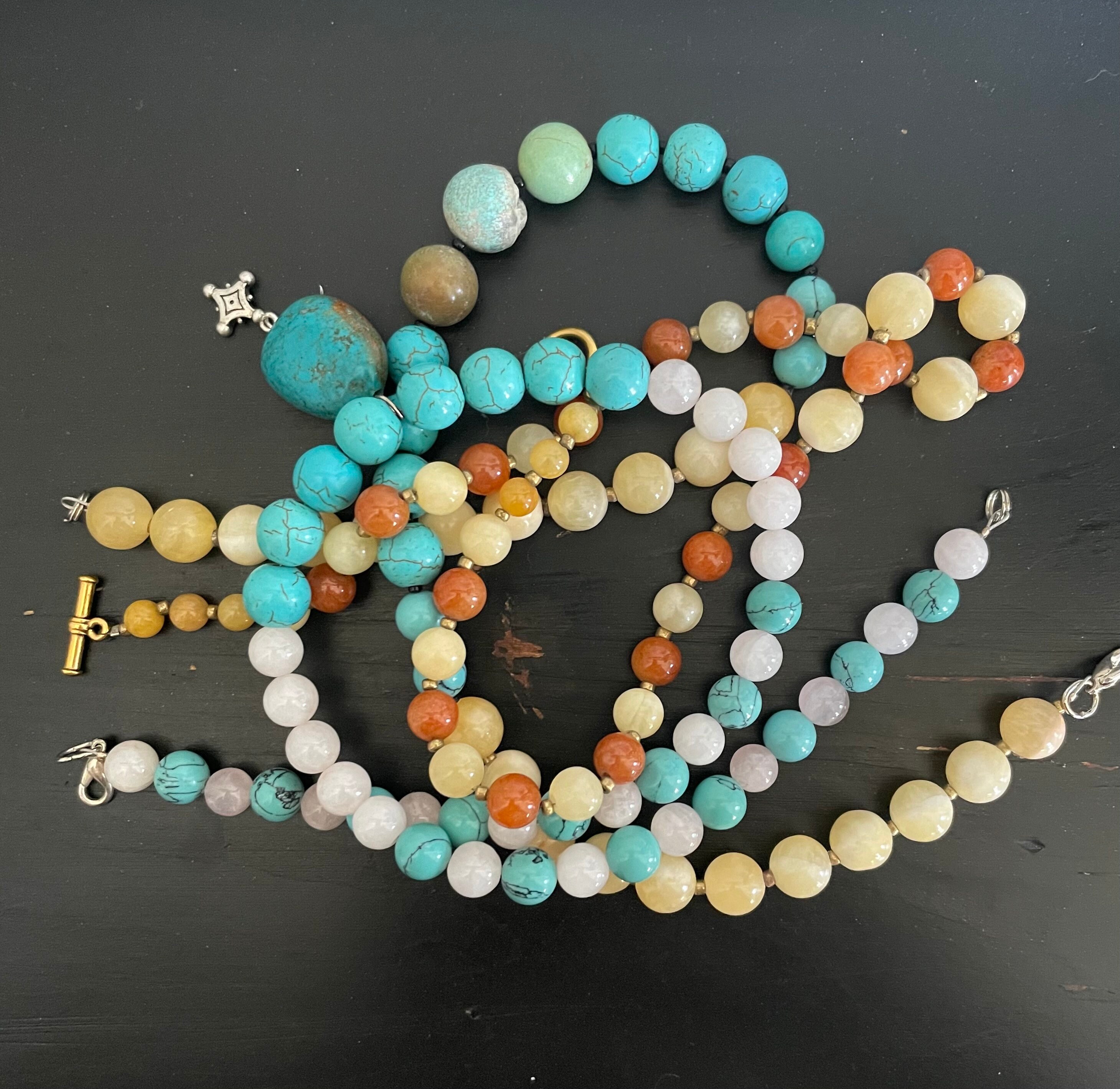 COLLAR DE JADE NATURAL naranja y amarillo - Etsy España