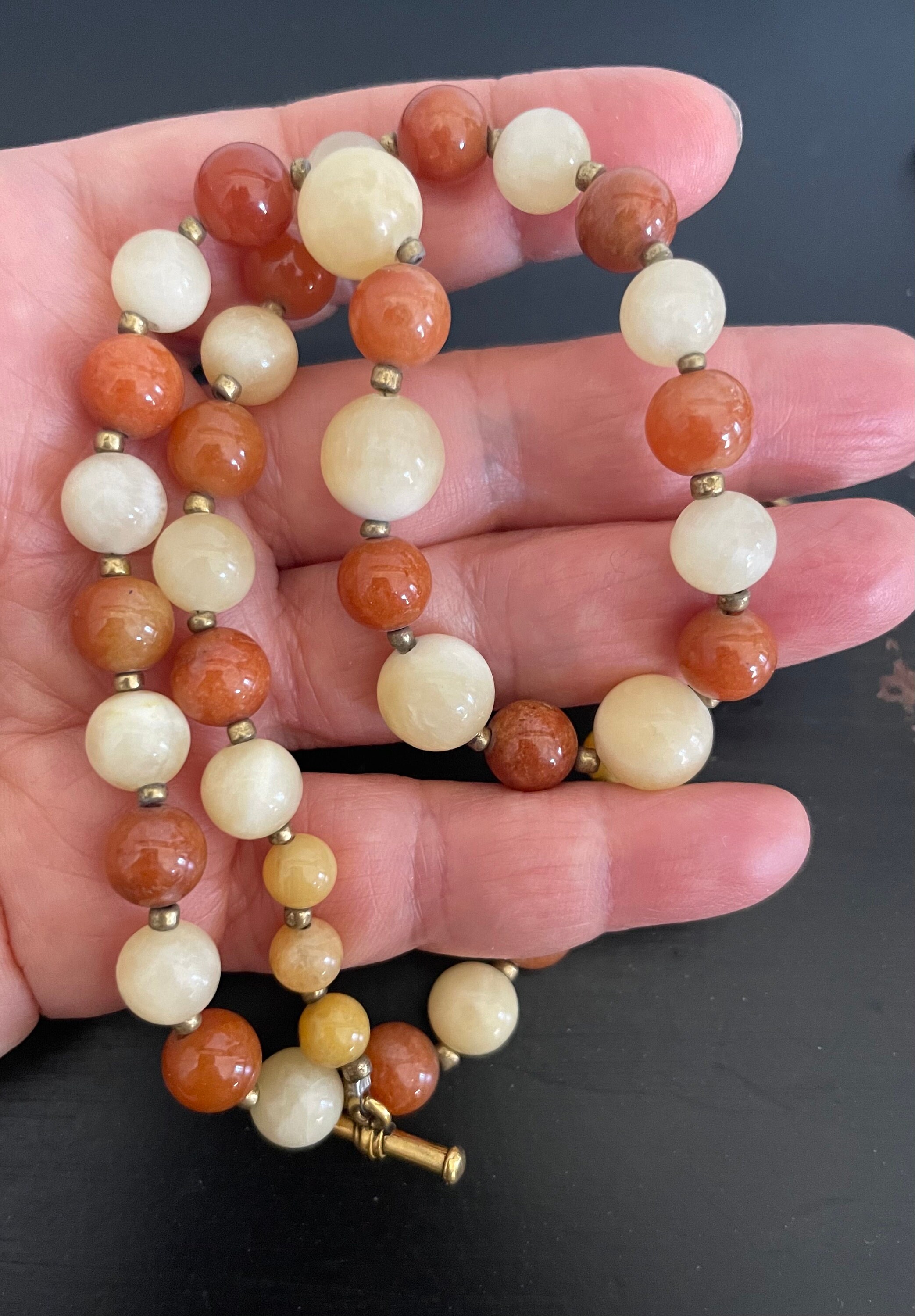 COLLAR DE JADE NATURAL naranja y amarillo - Etsy España