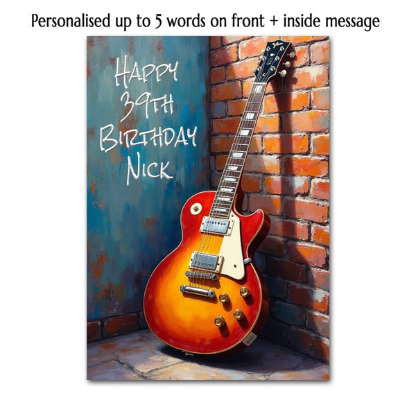 Guitar Greeting Card - Etsy UK