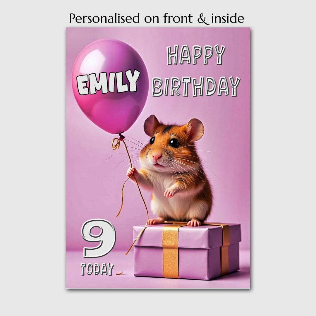 Personalised Cute Hamster Birthday Card + Picture Insert - for Anyone ...