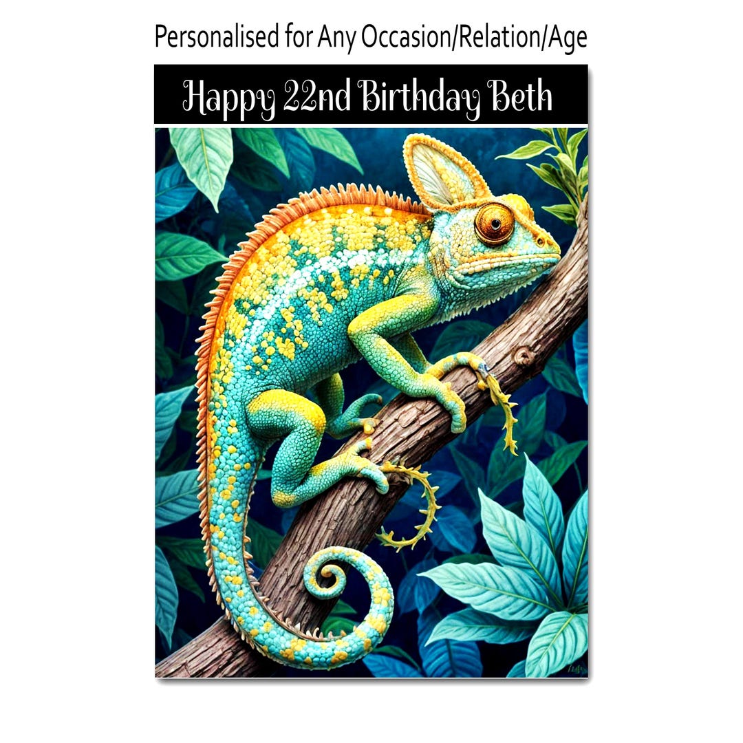 Personalized Chameleon Card: Glossy A5 Birthday, Mothers Day or Any ...