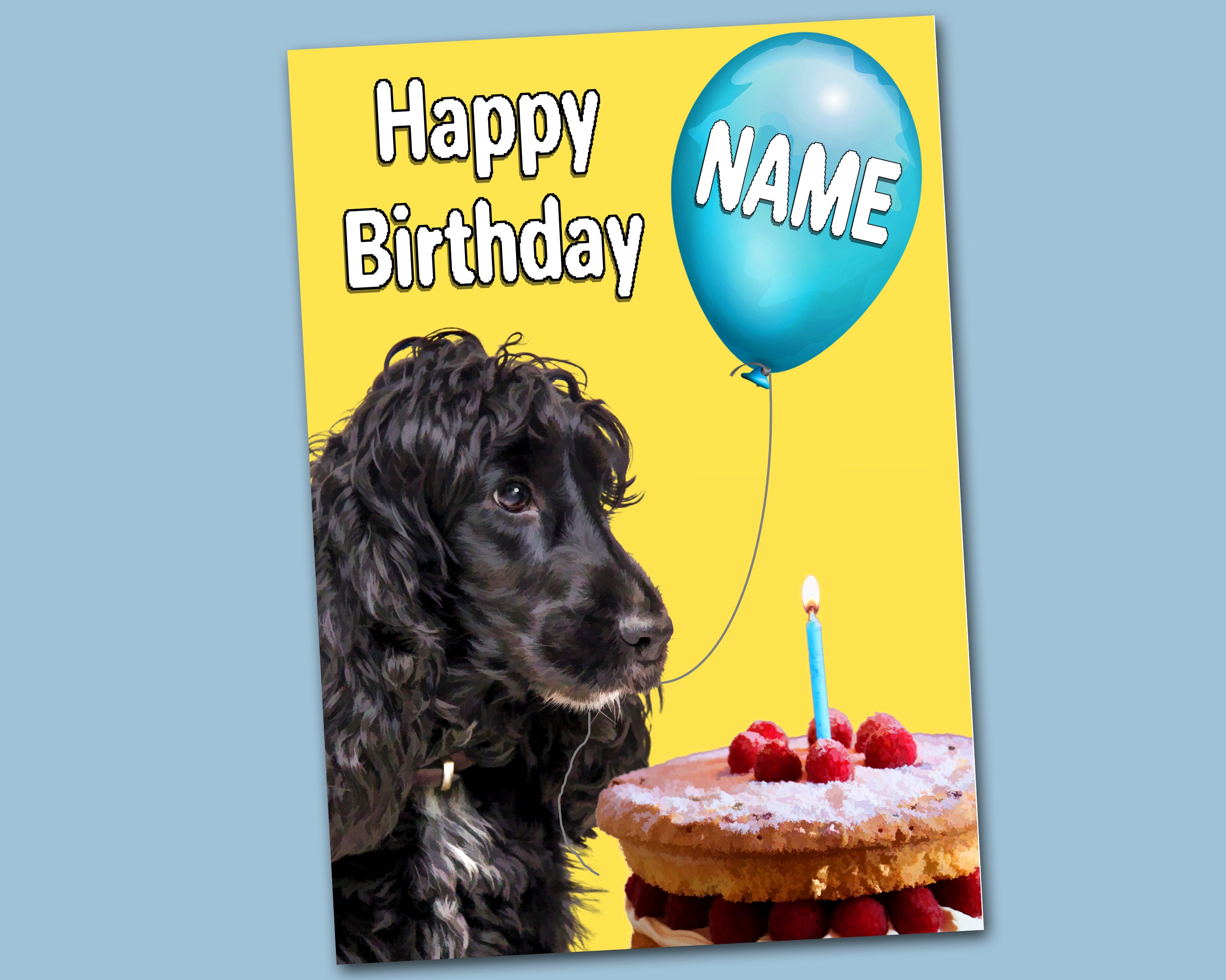 Personalised Black Cocker Spaniel Birthday Card - Name & Age Added to ...