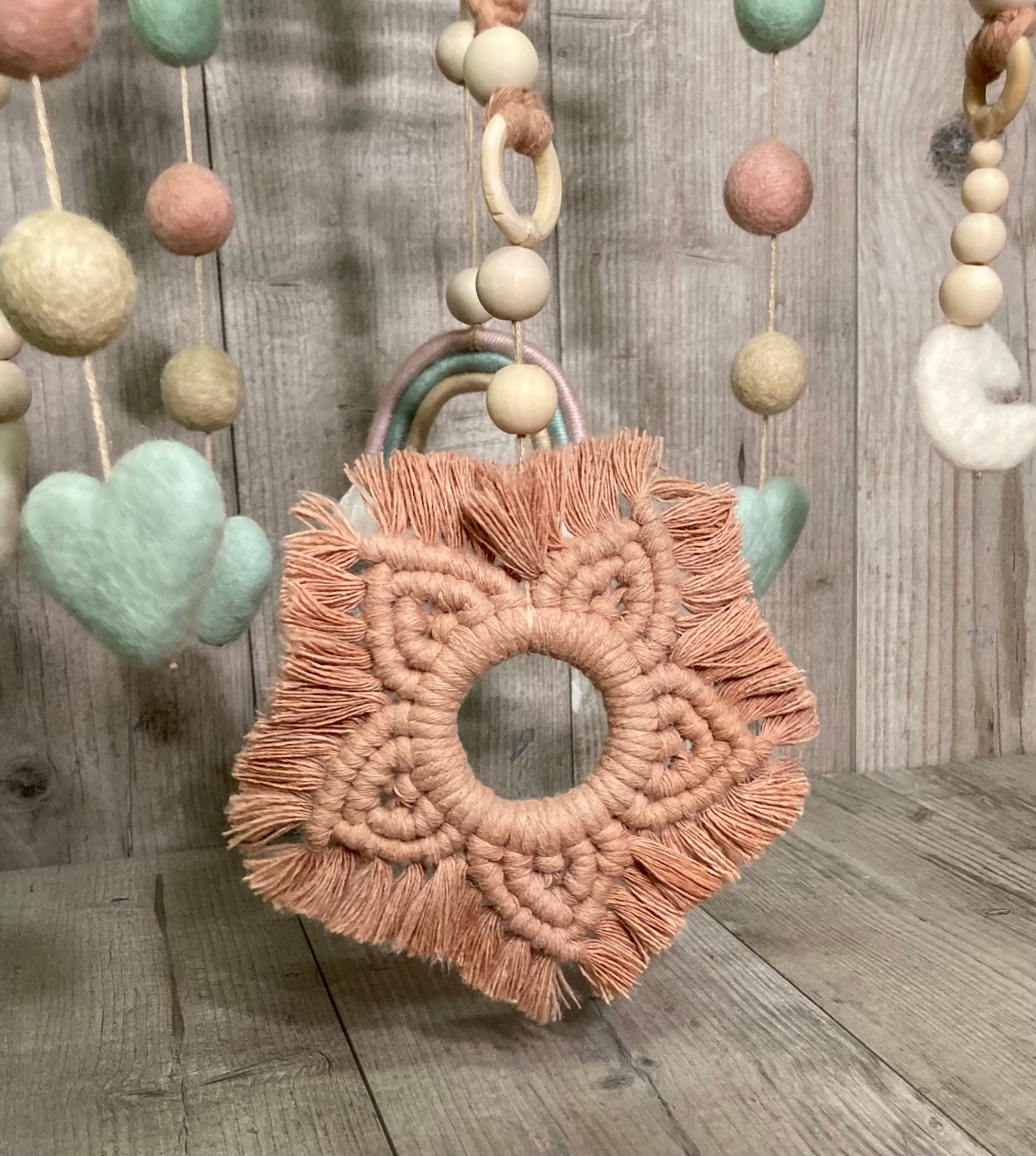 Rainbow Baby Crib Mobile-boho Nursery Rainbow Pink and Aqua | Etsy