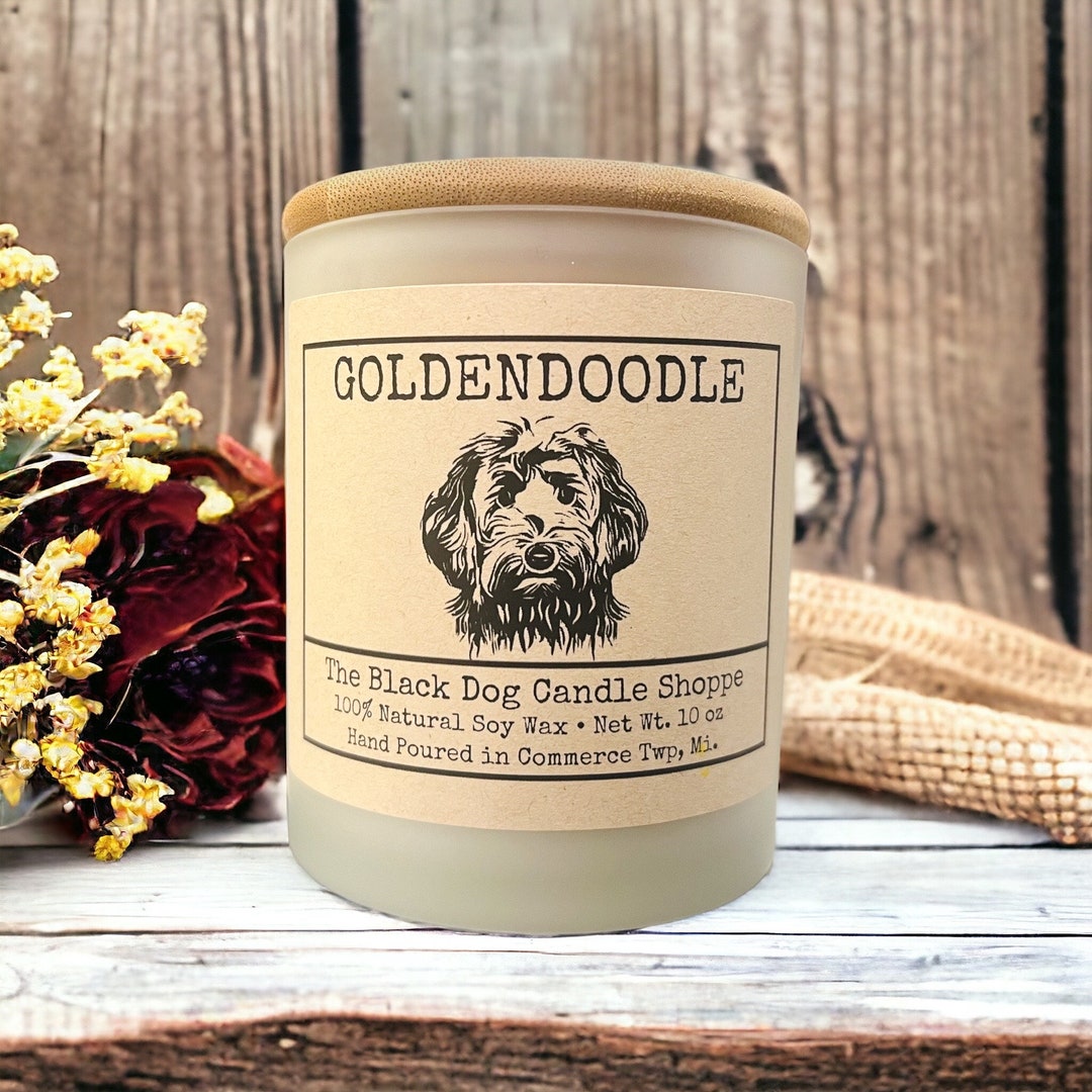 Golden Doodle Dog Themed Candle, Natural Soy Dog Themed Candle ...
