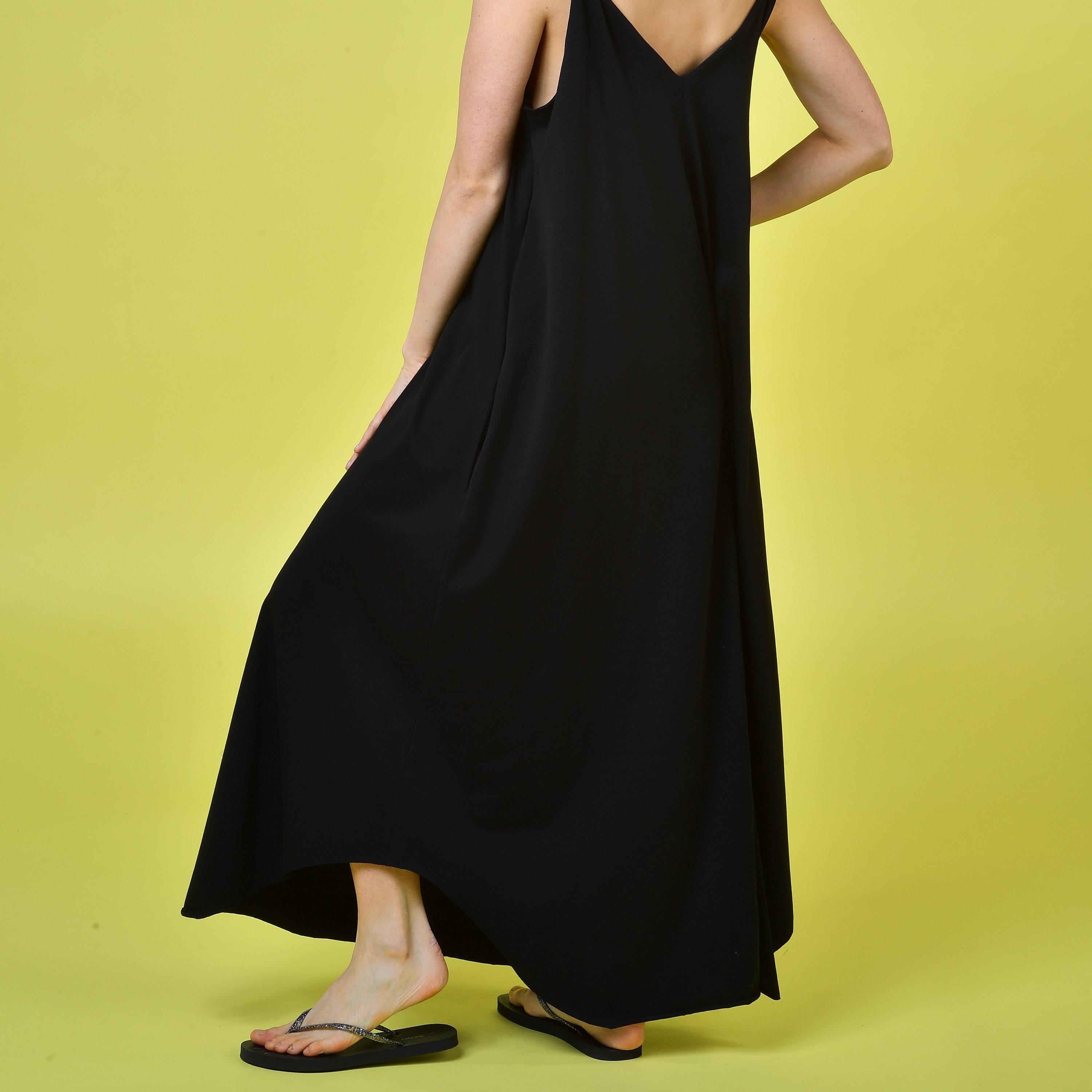 Black Cotton Flowy Maxi Dress Cotton Black Dresses Lightweight Cotton ...