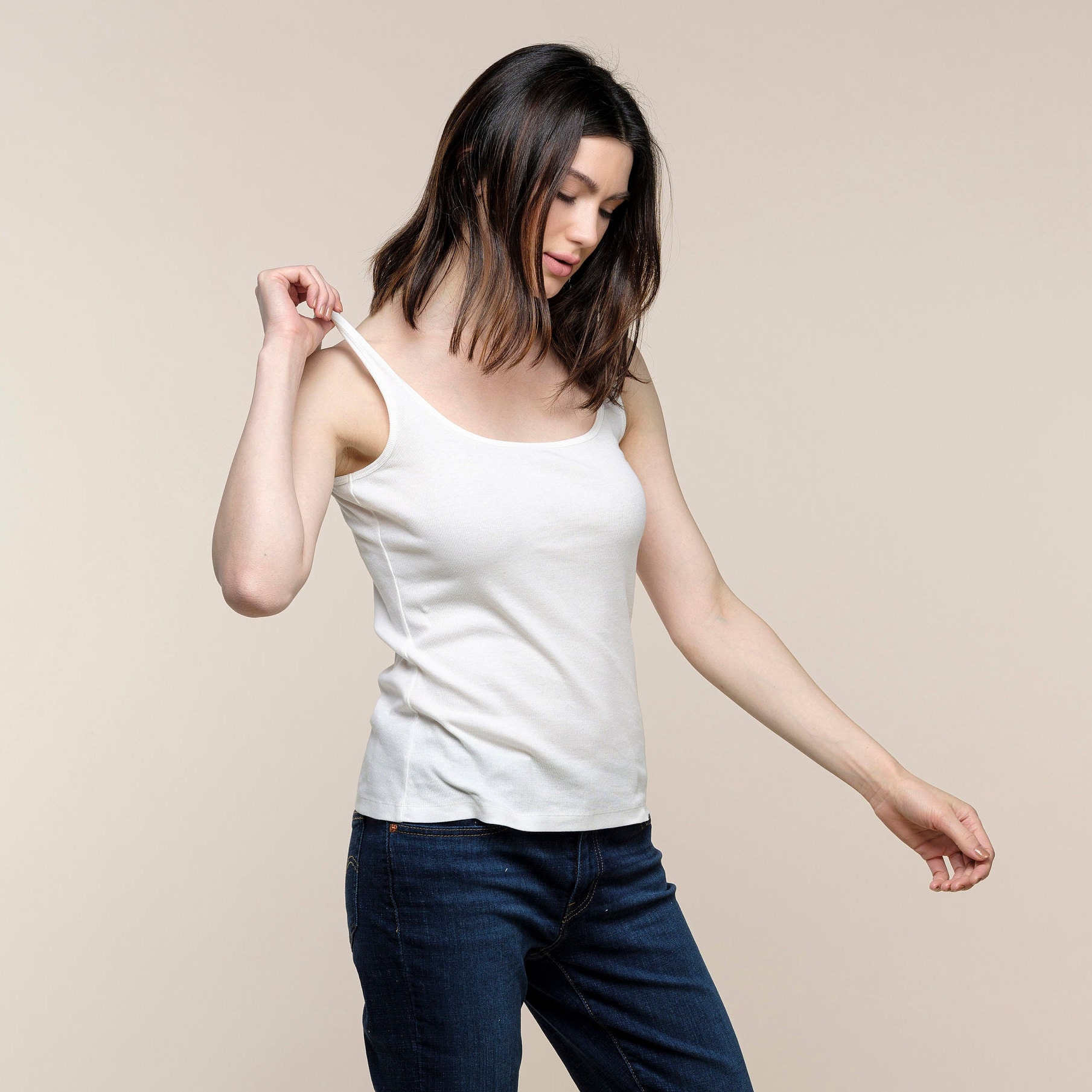 Ribbed Tank Top Women's Basic White Tank Top Sustainable Clothing Brand ...