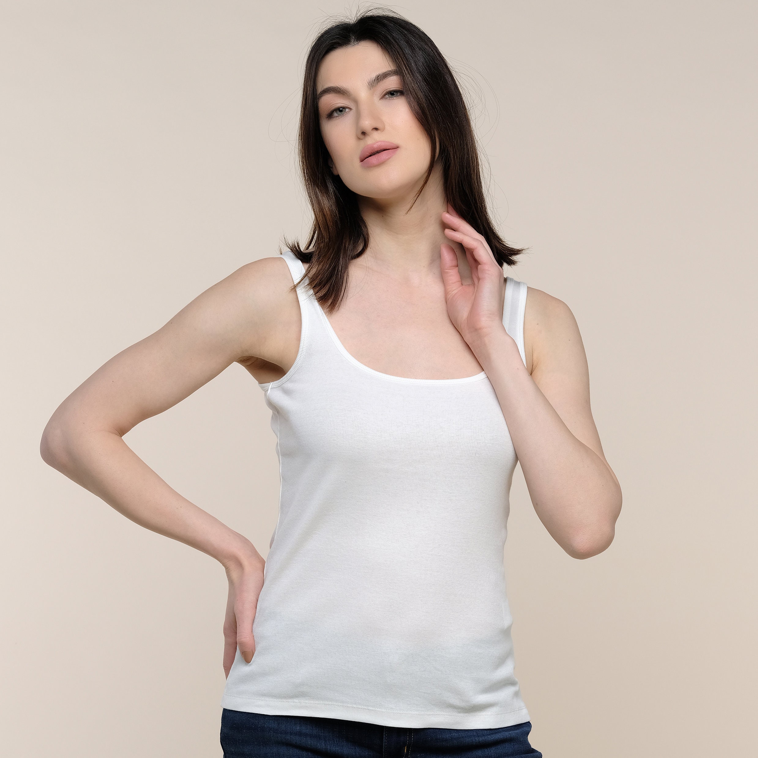Ribbed Tank Top Women's Basic White Tank Top Sustainable Clothing Brand ...