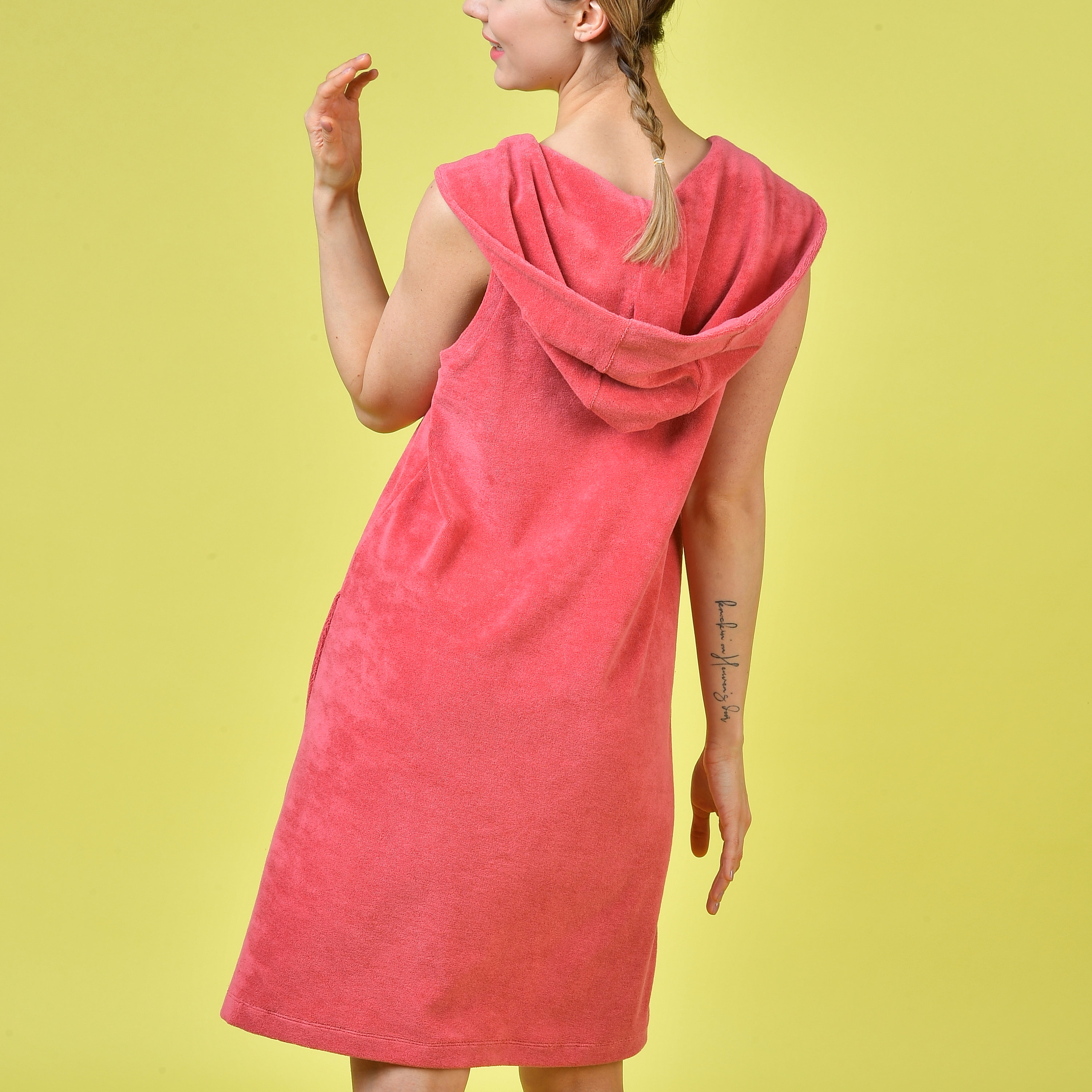 Terry Hoodie Dress in Berry Women's Beachwear Terry Dresses Towel ...