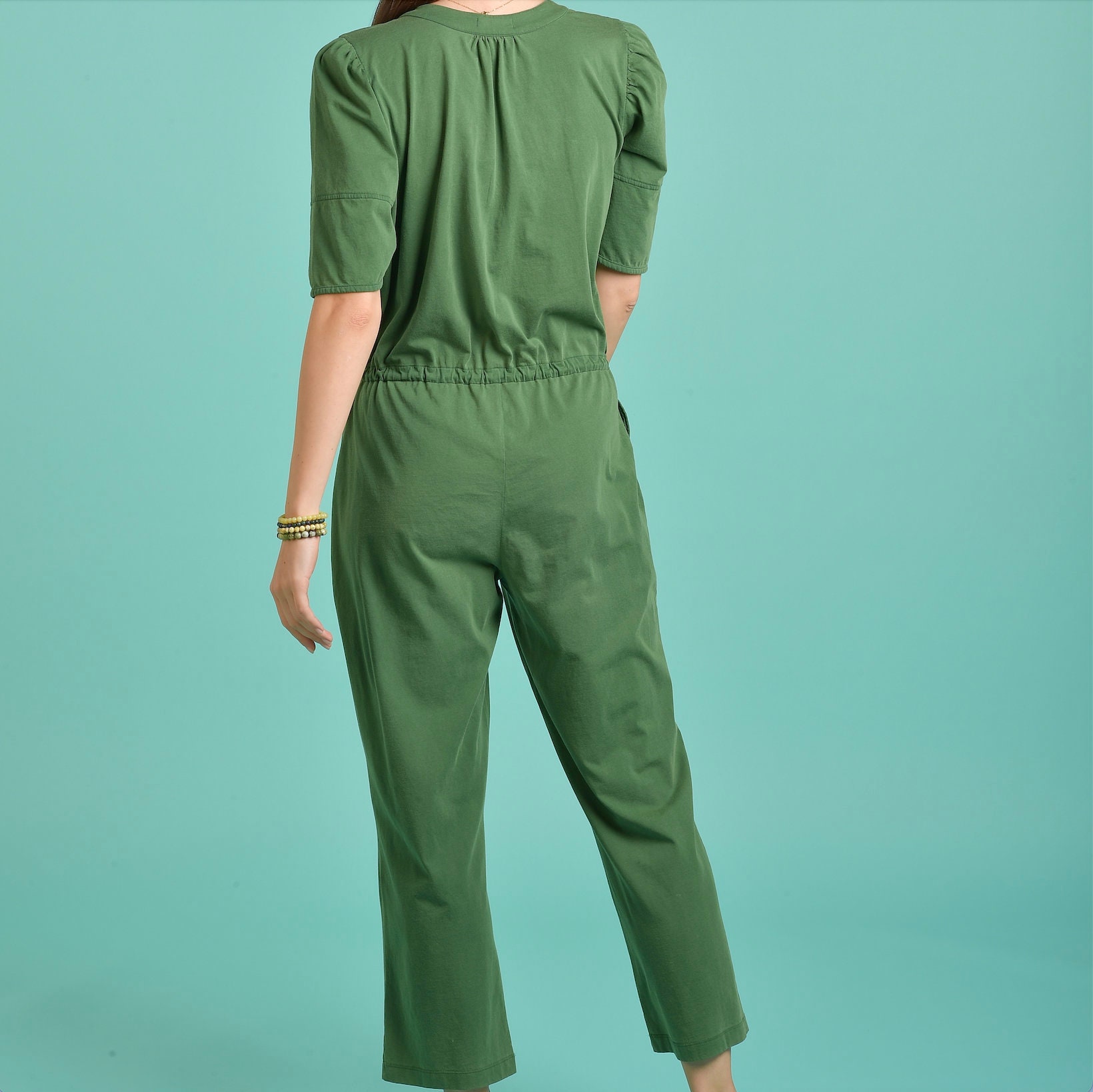 Green Short Sleeve Jumpsuit Green Jumpsuits Green - Etsy