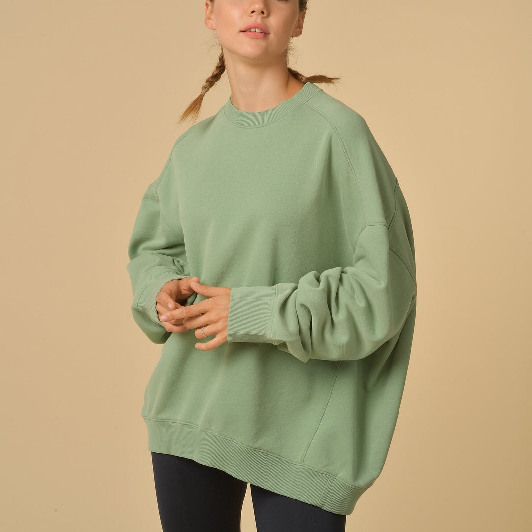 Women's Oversized Green Sweatshirt Women's Oversized Cotton Sweatshirt ...