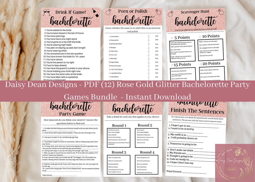 Rose Gold Bachelorette Party Games, Bundle, Instant Download, Dirty ...