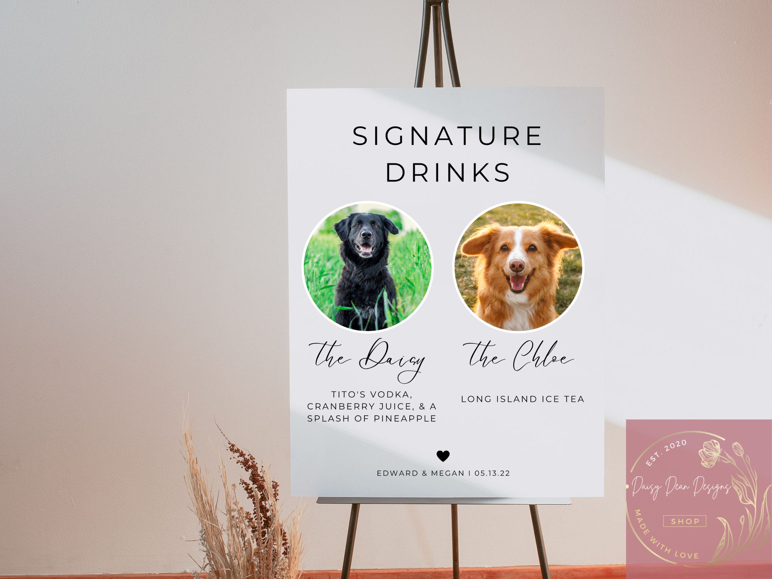 Dog Signature Drink Sign Template Pet Printable Signature - Etsy
