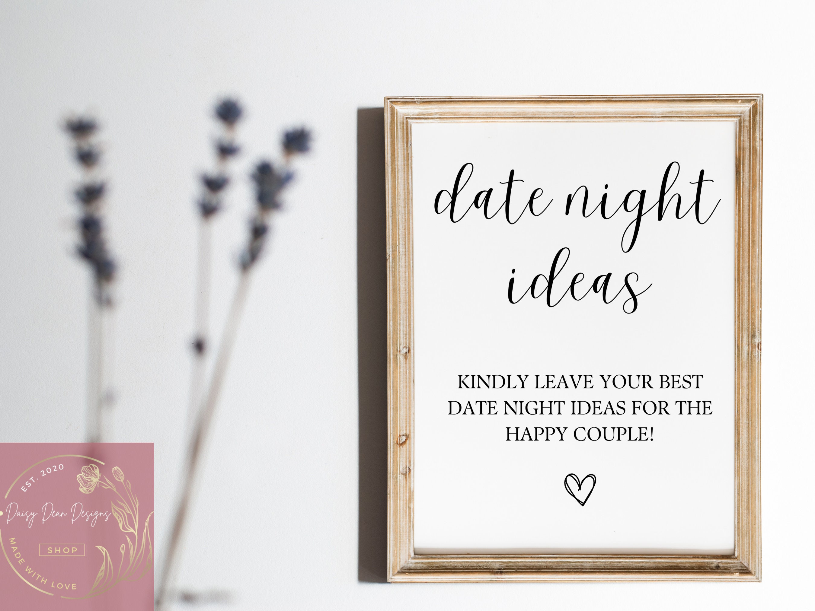 Date Night Card Template Modern Minimalist Bridal Shower - Etsy