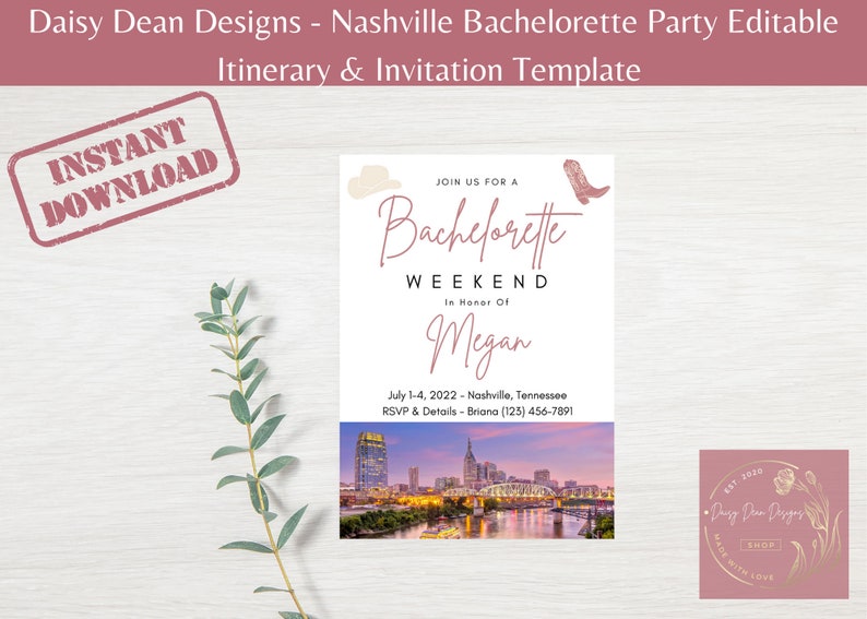 Nash Bash Invitation & Itinerary Template Nashville - Etsy