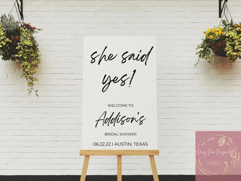 Bridal Shower Welcome Sign Template She Said Yes Bridal - Etsy
