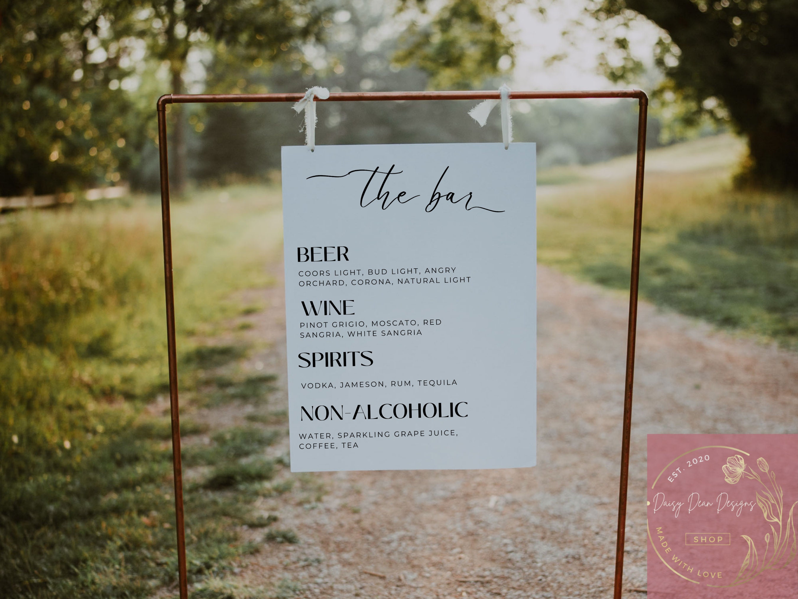 Modern Minimalist Wedding Bar Menu Template 8x10 Minimalist - Etsy