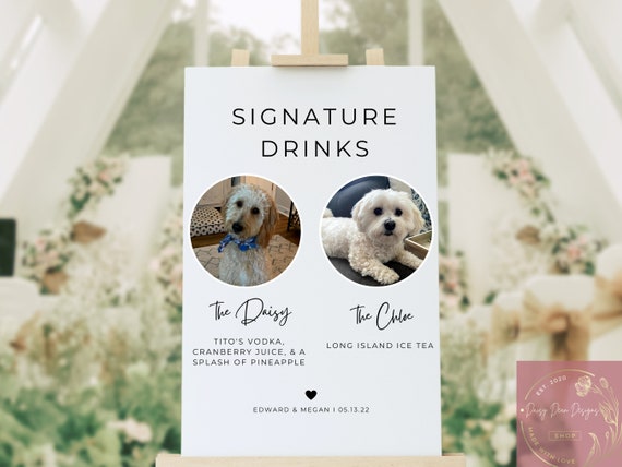 Dog Signature Drink Sign Template Pet Printable Signature | Etsy
