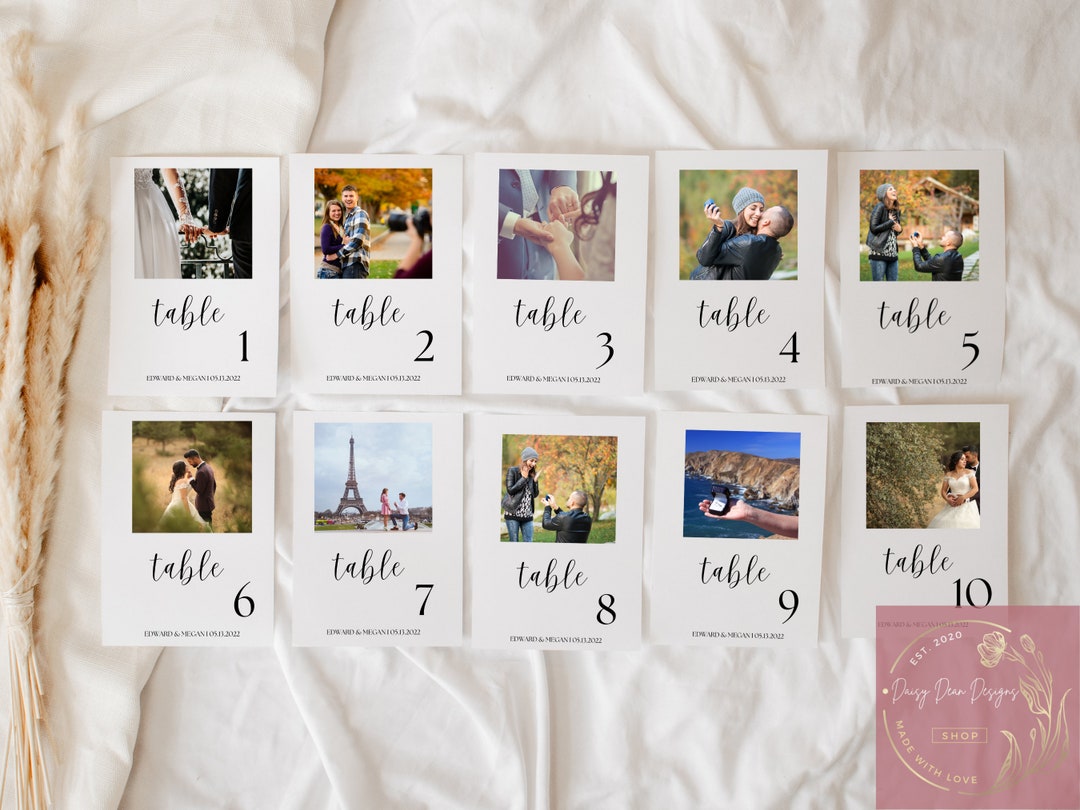 Table Numbers With Photos - Digital Download, Instant, Editable, Photo ...