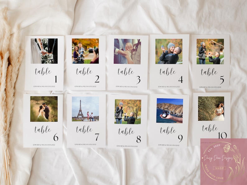 Table Numbers With Photos Digital Download, Instant, Editable, Photo ...