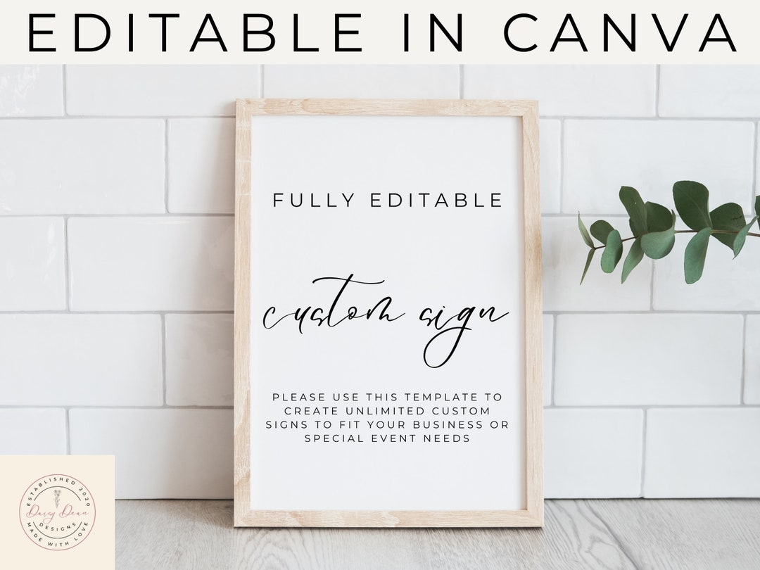 Minimalist Custom Sign Template, Modern Wedding Sign Printable ...
