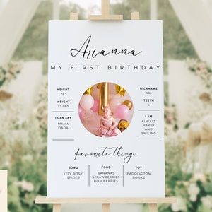 Photo First Birthday Milestone Board Template, Minimalist Milestone ...