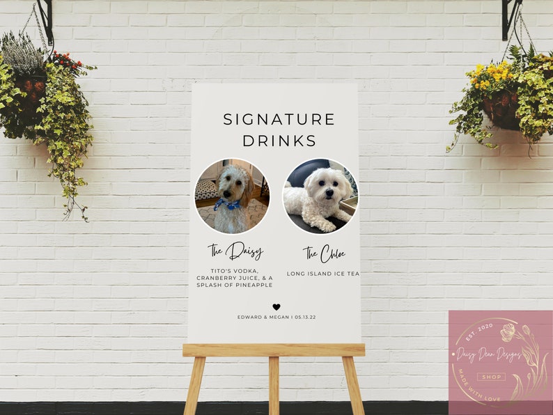 Dog Signature Drink Sign Template Pet Printable Signature - Etsy
