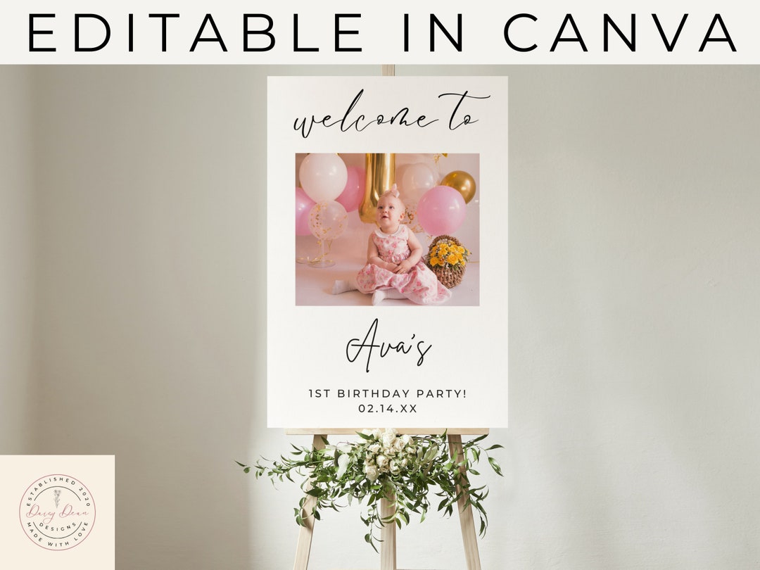 First Birthday Welcome Sign, 1st Birthday Welcome Sign, Photo First ...