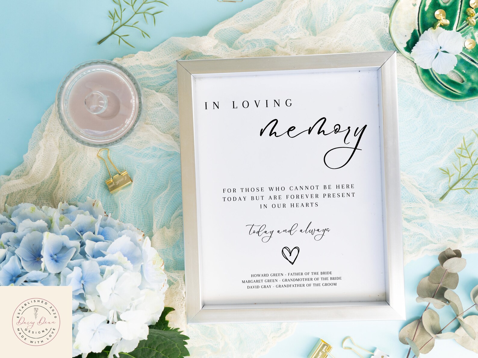 In Loving Memory Sign, in Loving Memory Wedding Sign, Wedding Memorial ...