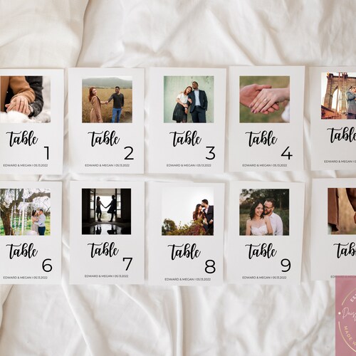 Wedding Table Numbers With Photos Template Digital Download - Etsy