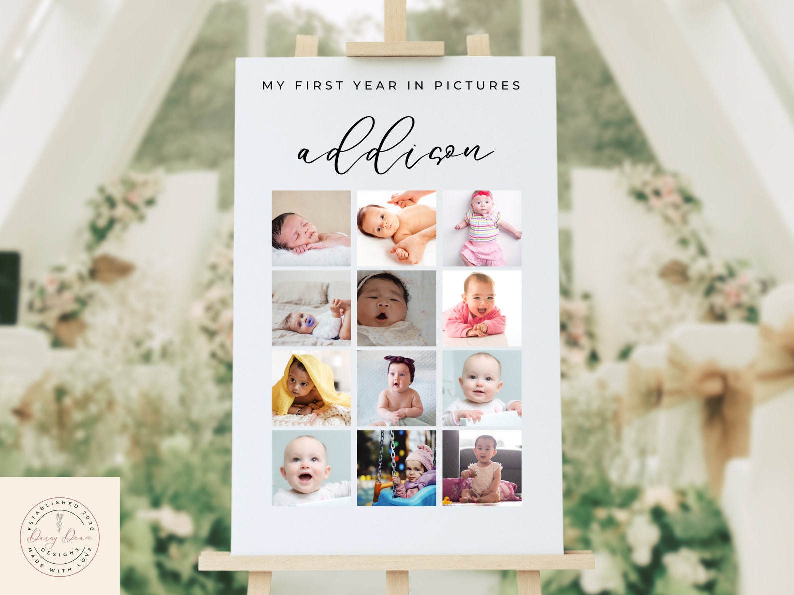 Printable Baby's First Year Poster Template, Modern 1st Birthday Photo ...